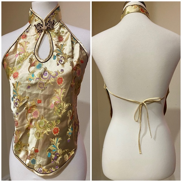 Tops | Nwot Gold Asian Inspired Embroidered Top | Poshmark